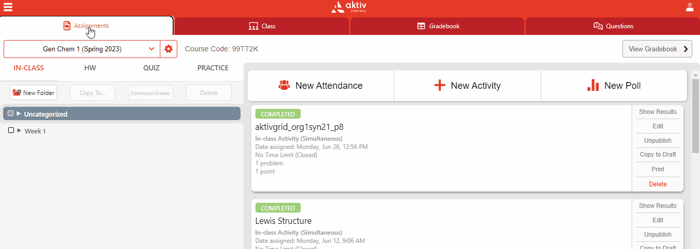 Assigning activities to a specific student or groups of students