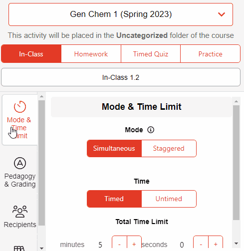Change A Published In-Class Assignment's Time Limit
