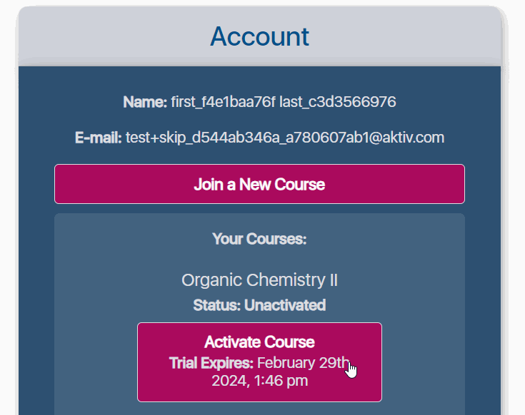 I bought a year long access code, how do I apply it to a new course?