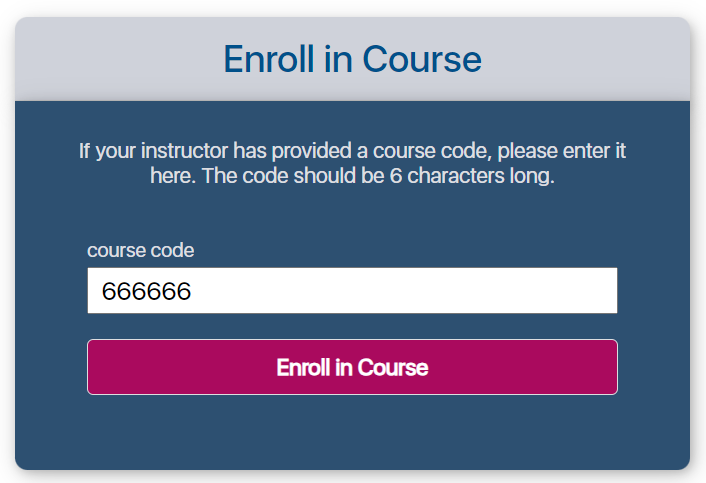 I bought a year long access code, how do I apply it to a new course?