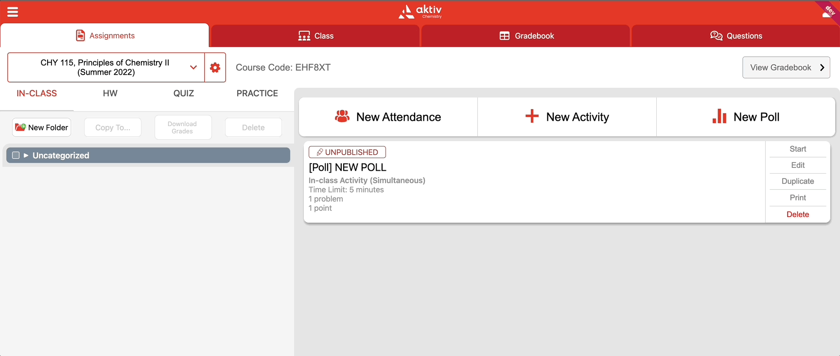 Create Your First In-Class Poll