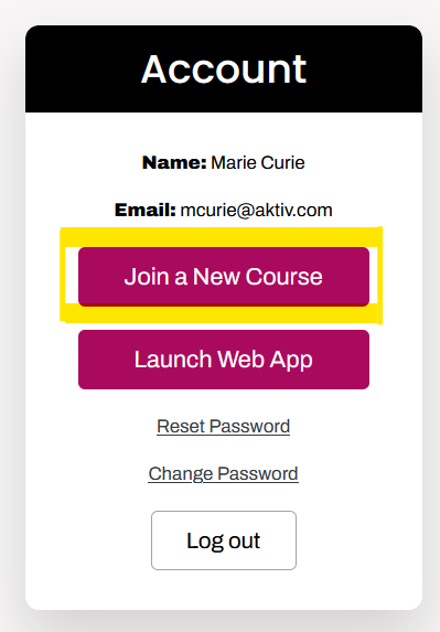 How do I join a new course if I already have an account?