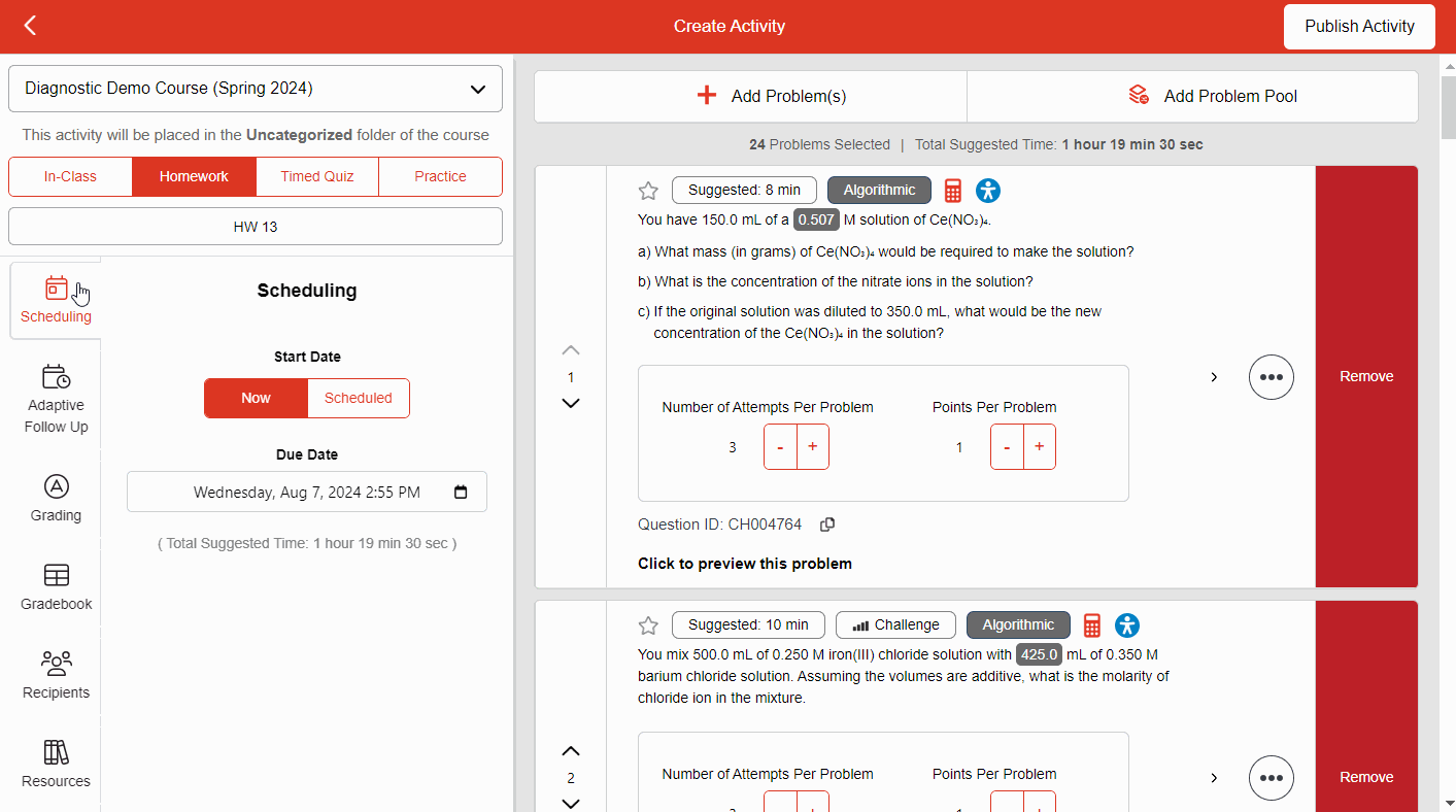Assigning activities to a specific student or groups of students