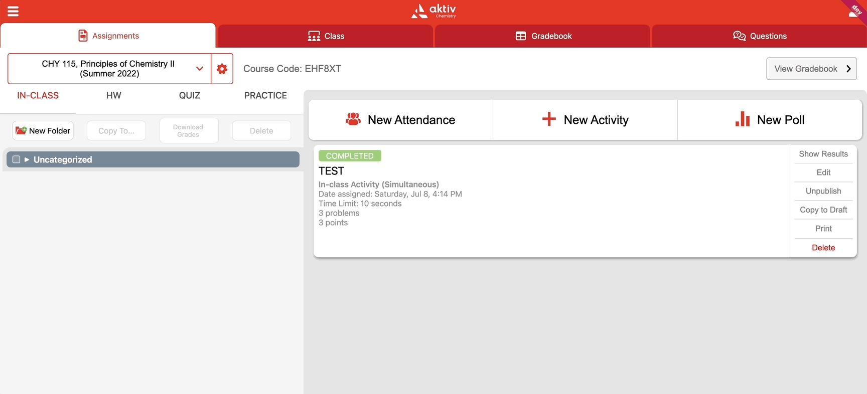 Create Your First In-Class Assignment
