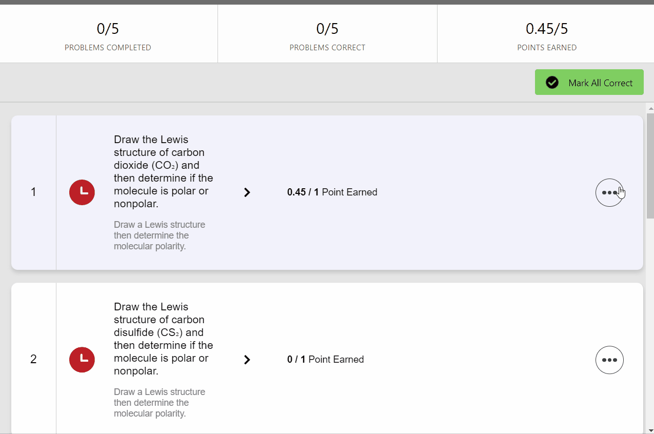 How do I manually regrade students with full or partial credit?